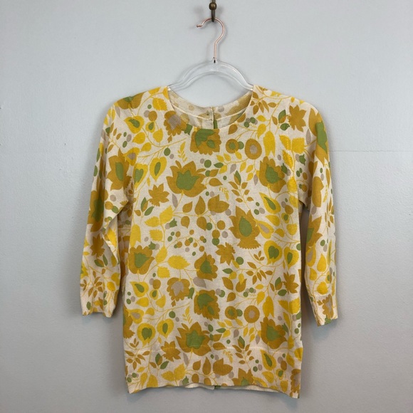 Boden | Sweaters | Boden Yellow Floral Button Back Sweater | Poshmark